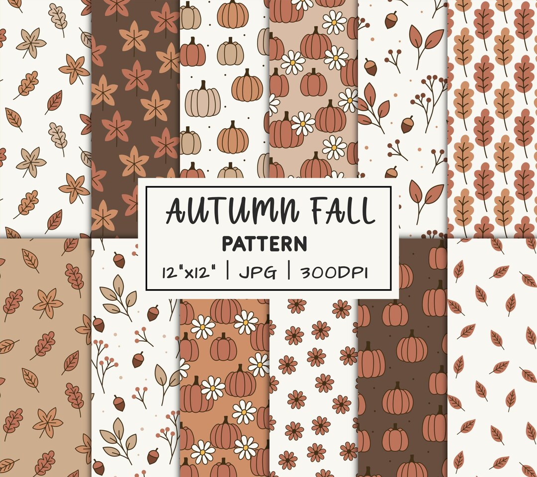 Fall Digital Papers, Autumn Seamless File, Printable Repeat Pattern ...