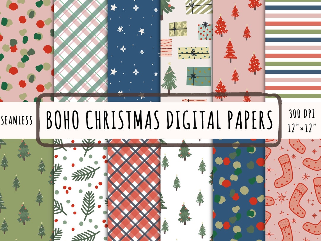 Christmas Seamless Repeat Pattern, Boho Christmas Scrapbook Paper ...