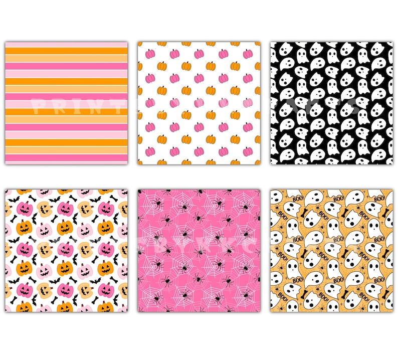 21 Cute Halloween Digital Papers, Spooky Ghost Pumpkin Seamless Pattern ...
