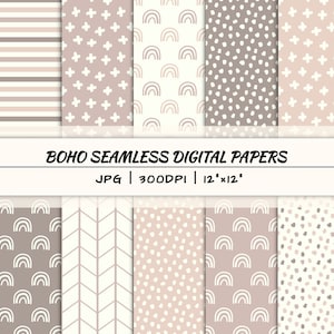 Boho Seamless Digital Paper Pack, Printable Pattern, Instant Download ...