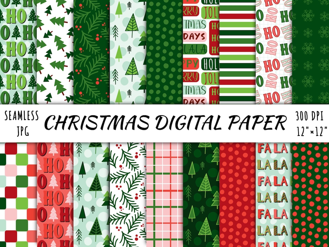 Christmas Digital Paper, Seamless Repeat Printable Pattern, Holiday ...