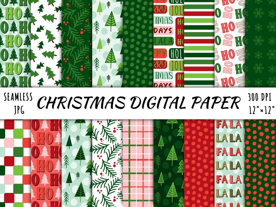 Christmas Digital Paper, Seamless Repeat Printable Pattern, Holiday ...