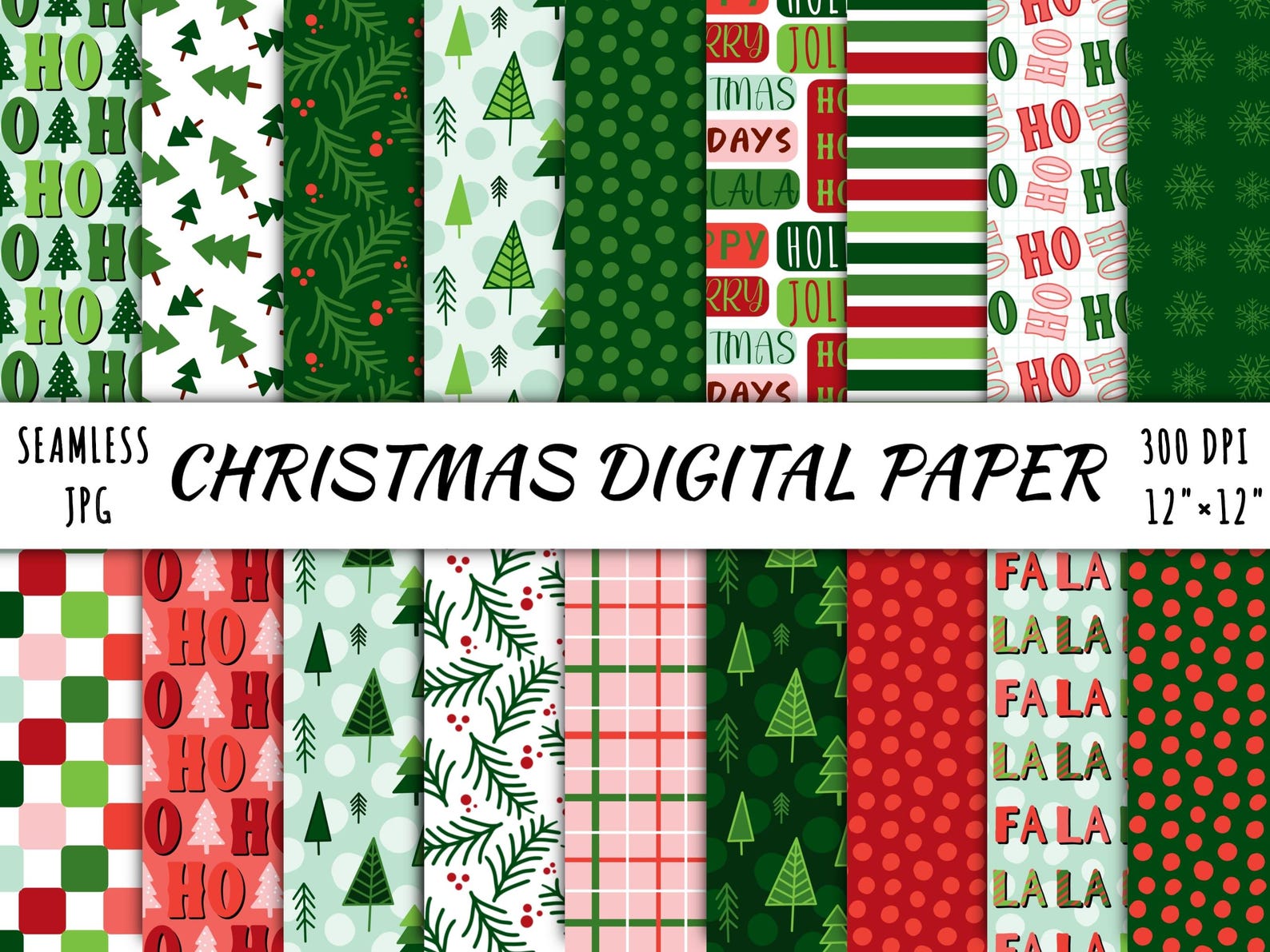 Christmas Digital Paper, Seamless Repeat Printable Pattern, Holiday ...