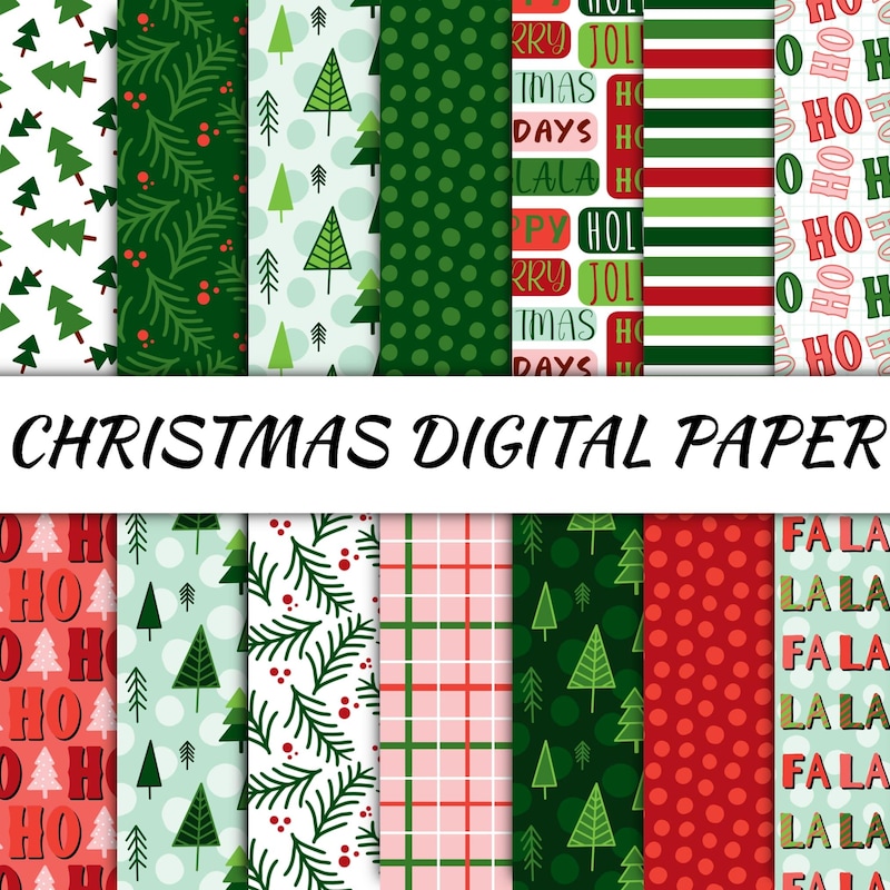 Christmas Digital Paper - Etsy