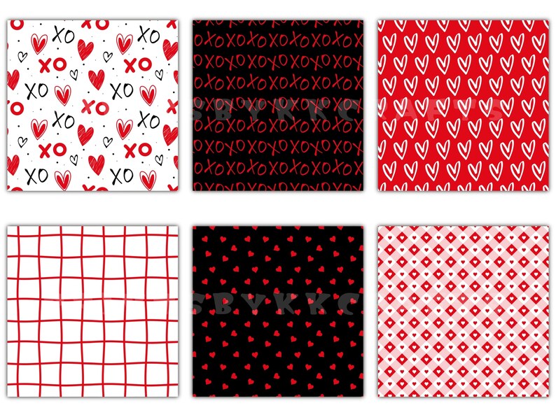 18 Valentines Digital Paper Pack, Seamless Repeat Printable Pattern ...