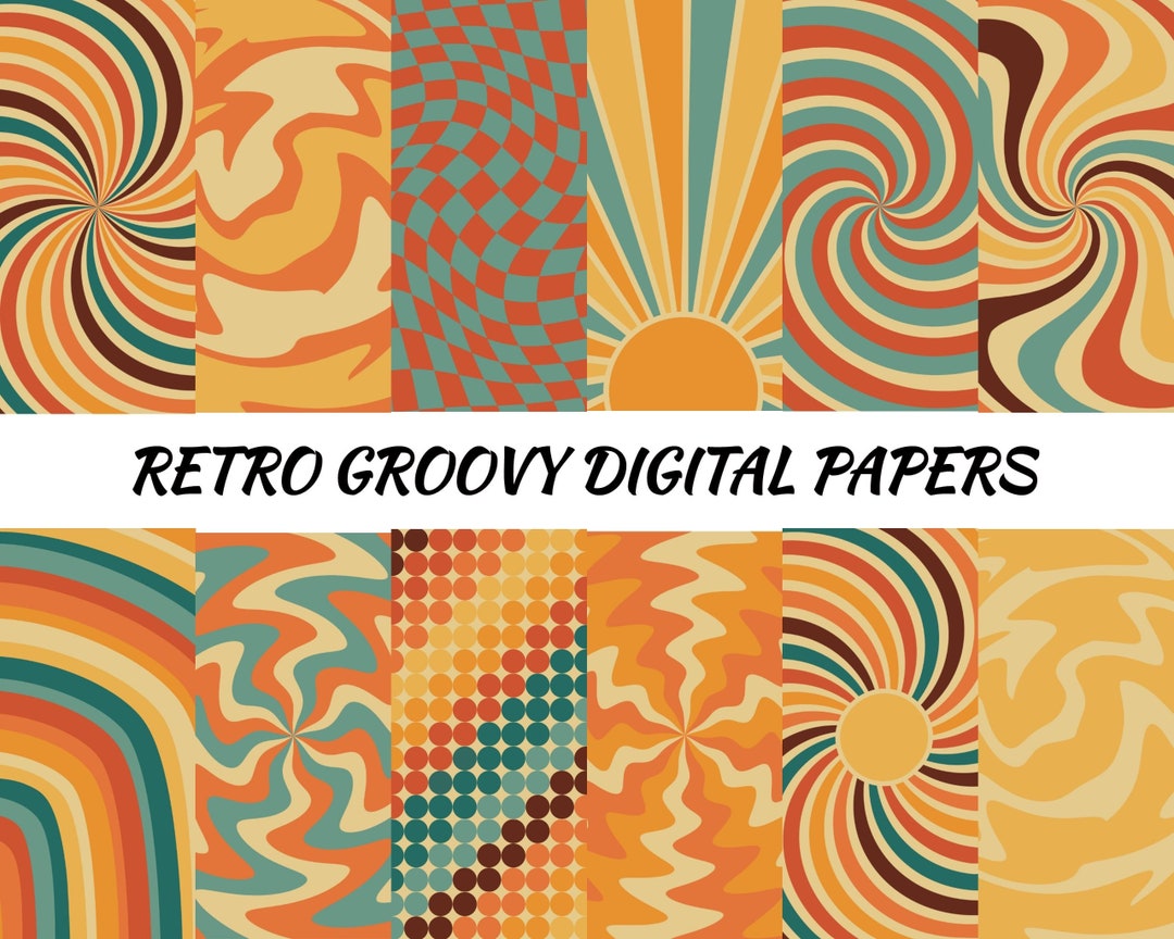 Retro Papers, Groovy Digital, Jpg, Png, 70s Background, Commercial Use ...