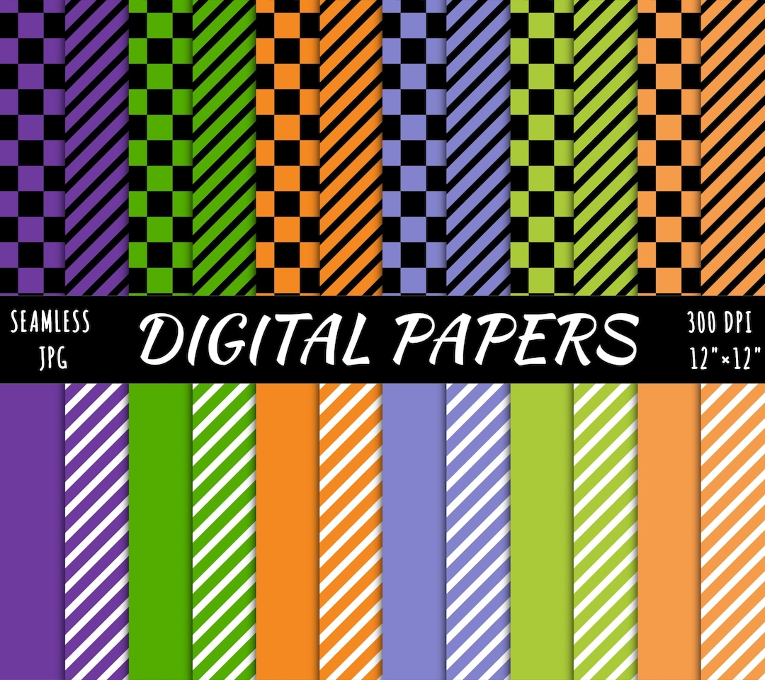 30 Halloween Checkered Digital Paper, Seamless Pattern, Solid Color ...