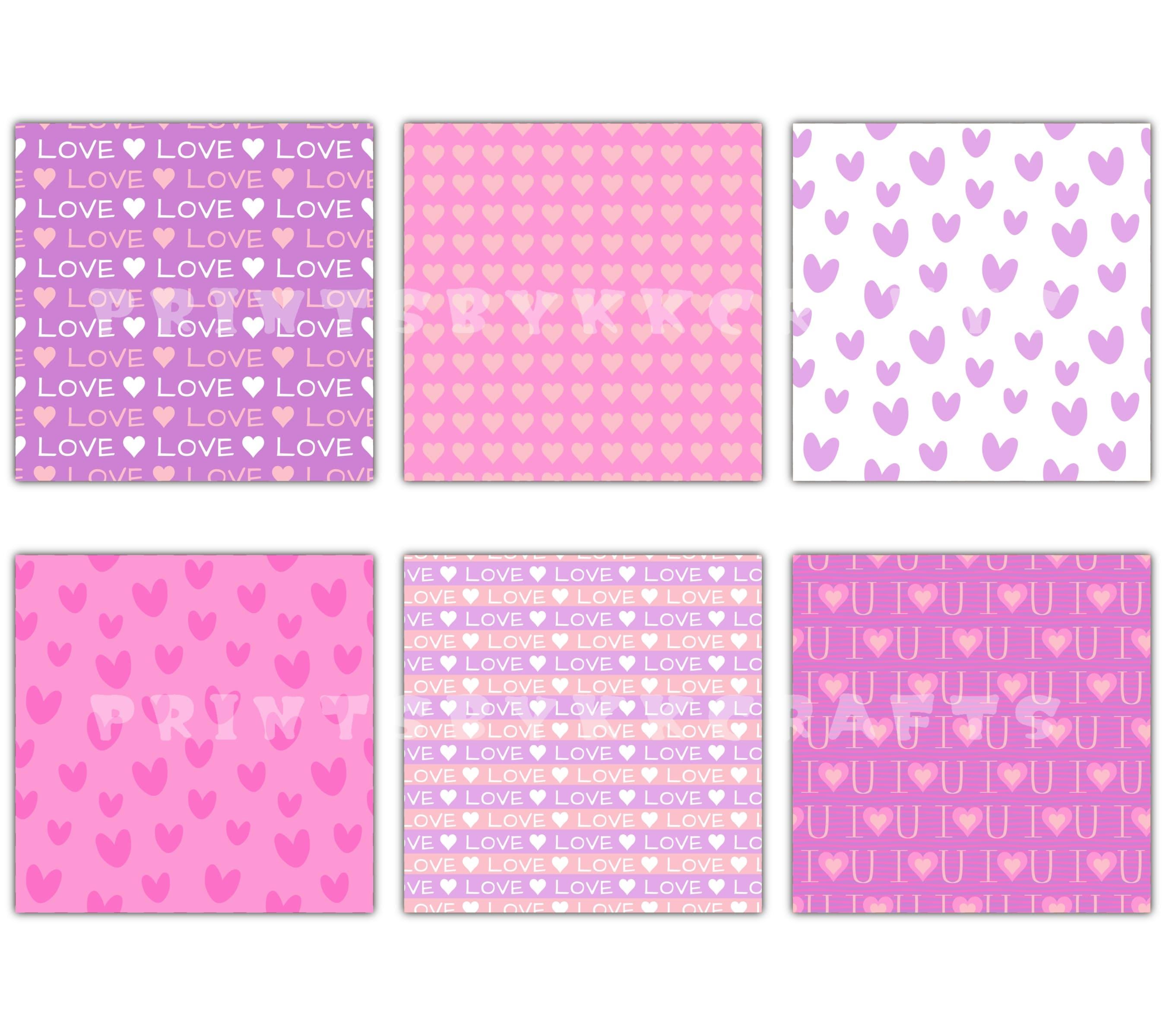 Purple and Pink Valentines Digital Paper, Seamless Repeat Printable ...