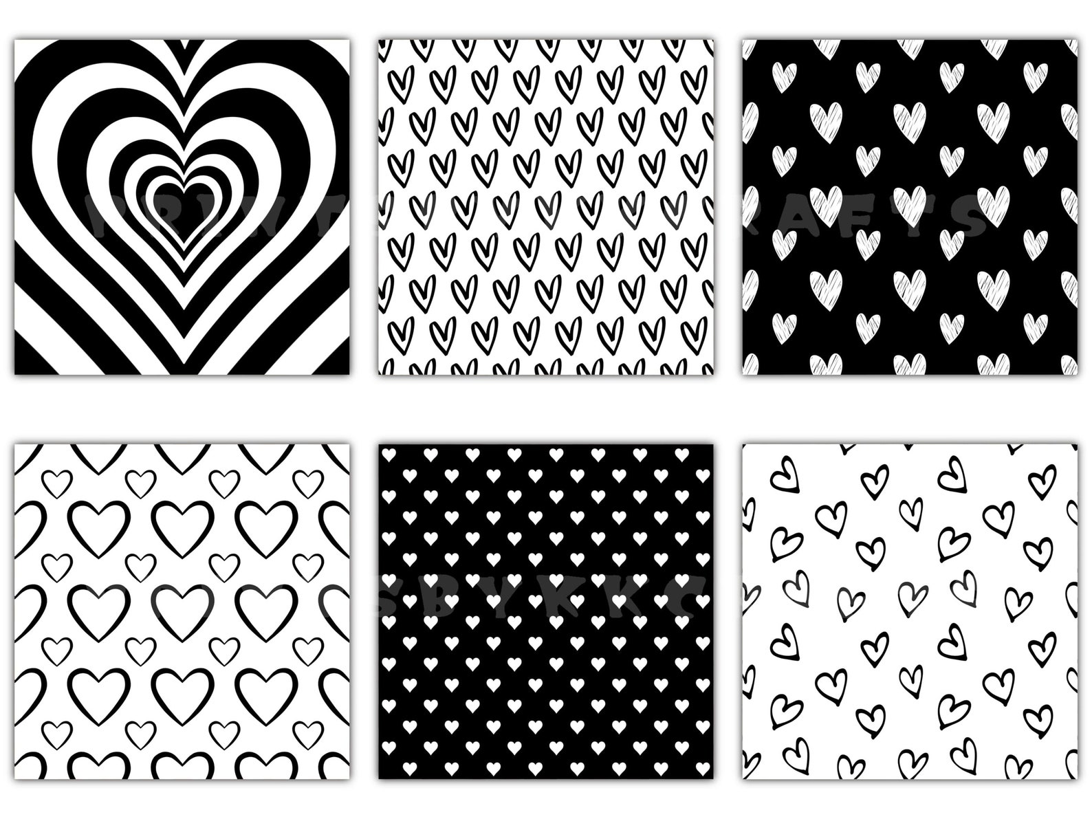 18 Black and White Valentines Digital Paper Pack, Seamless Repeat ...