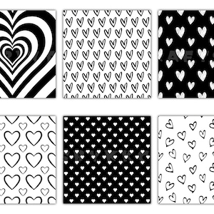 18 Black and White Valentines Digital Paper Pack, Seamless Repeat ...