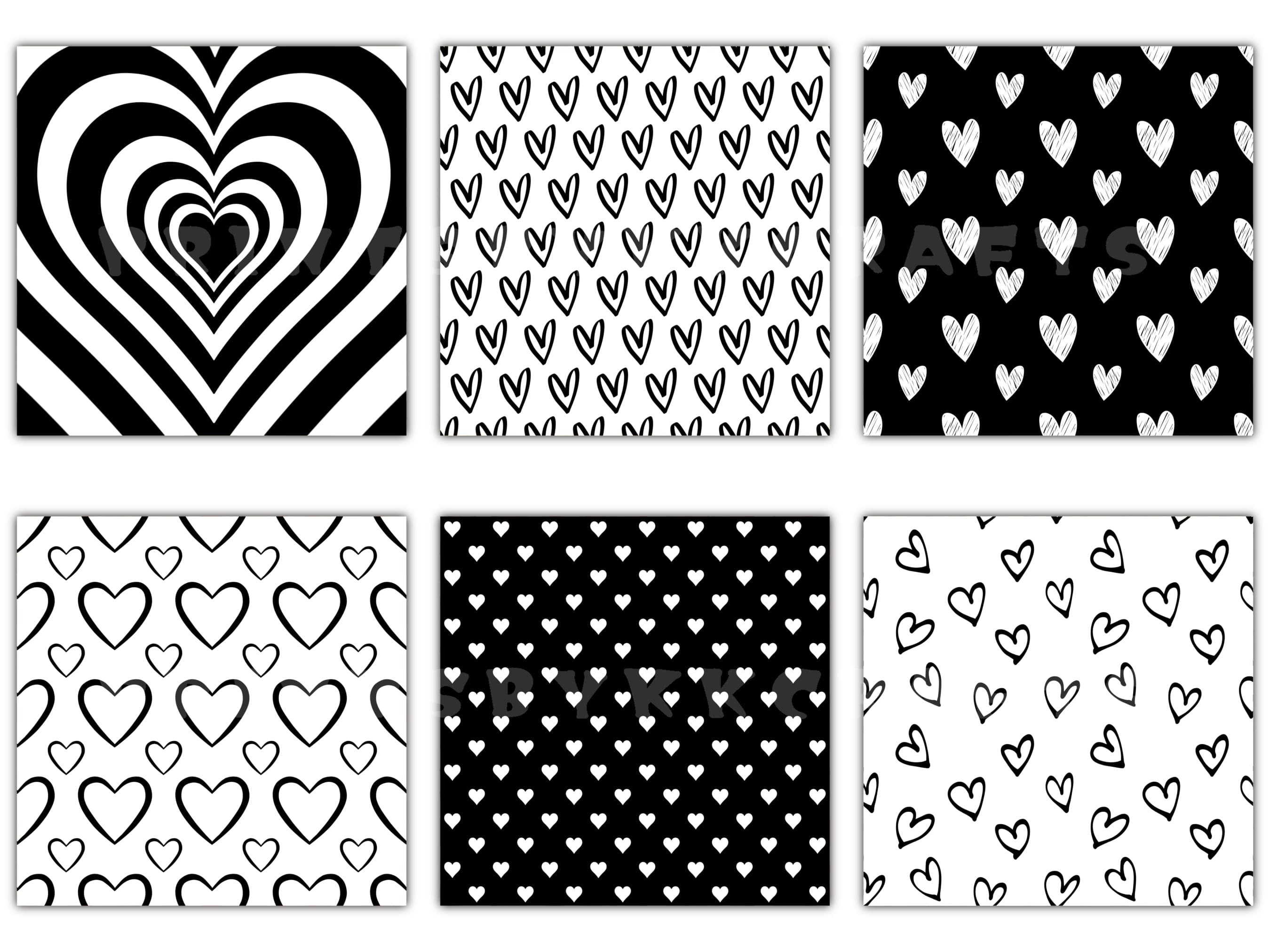 18 Black and White Valentines Digital Paper Pack, Seamless Repeat ...