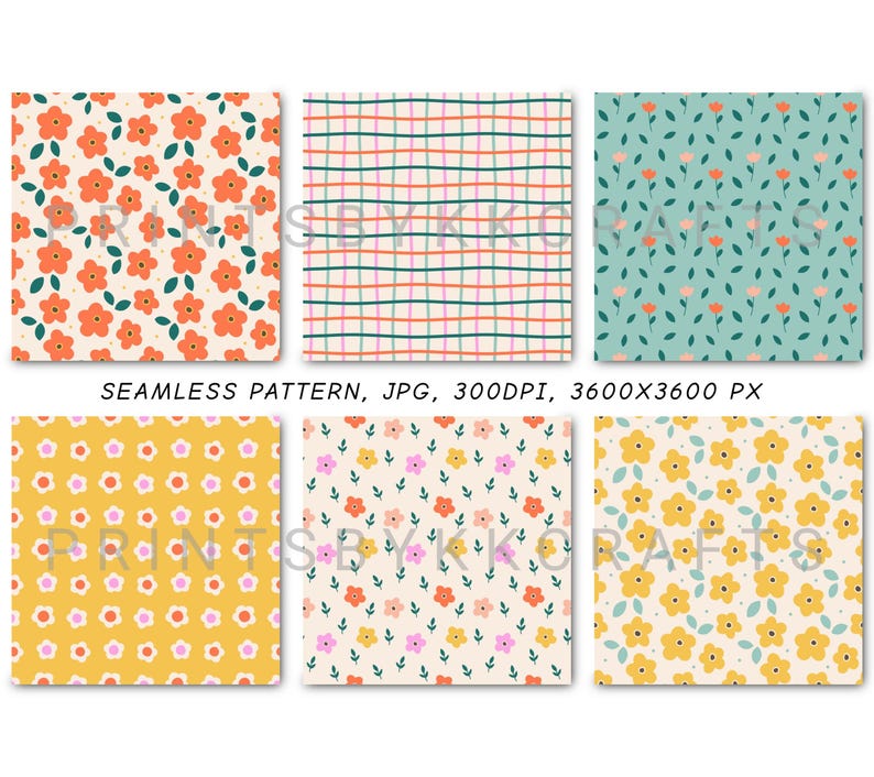 Floral Digital Papers, Seamless Pattern, Instant Download File, Flower ...