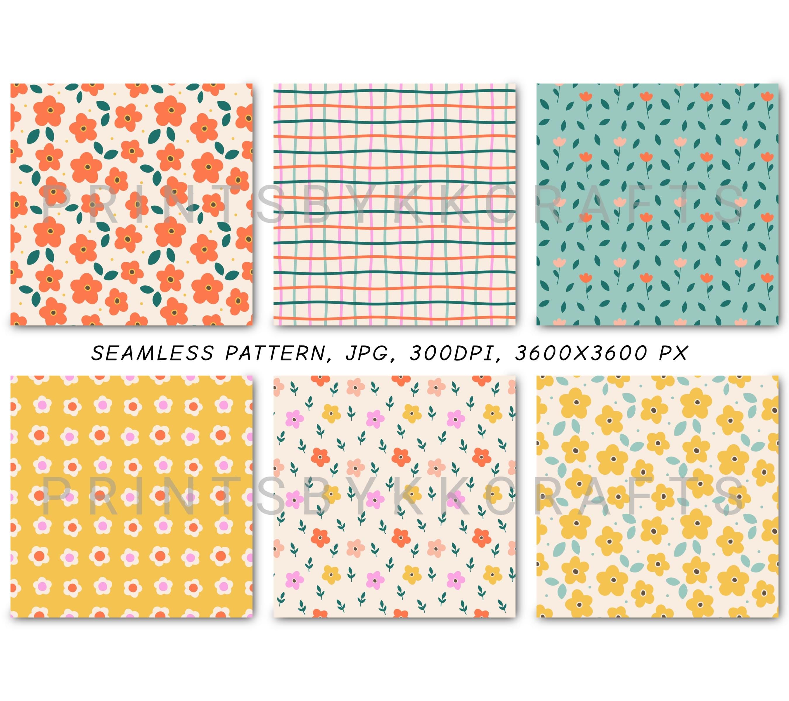 Floral Digital Papers, Seamless Pattern, Instant Download File, Flower ...