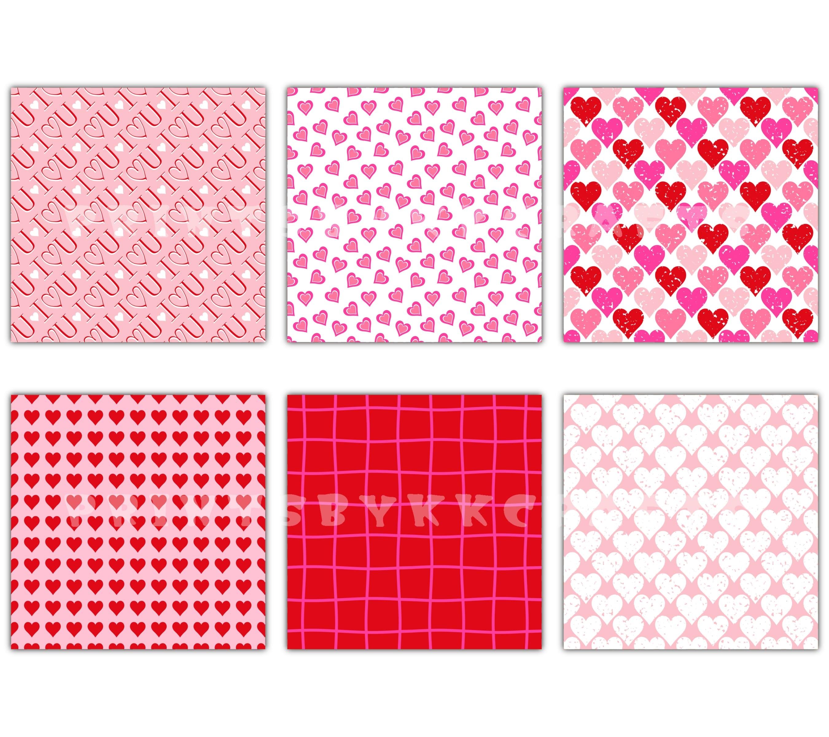 Pink and Red Valentines Digital Paper, Seamless Repeat Printable ...