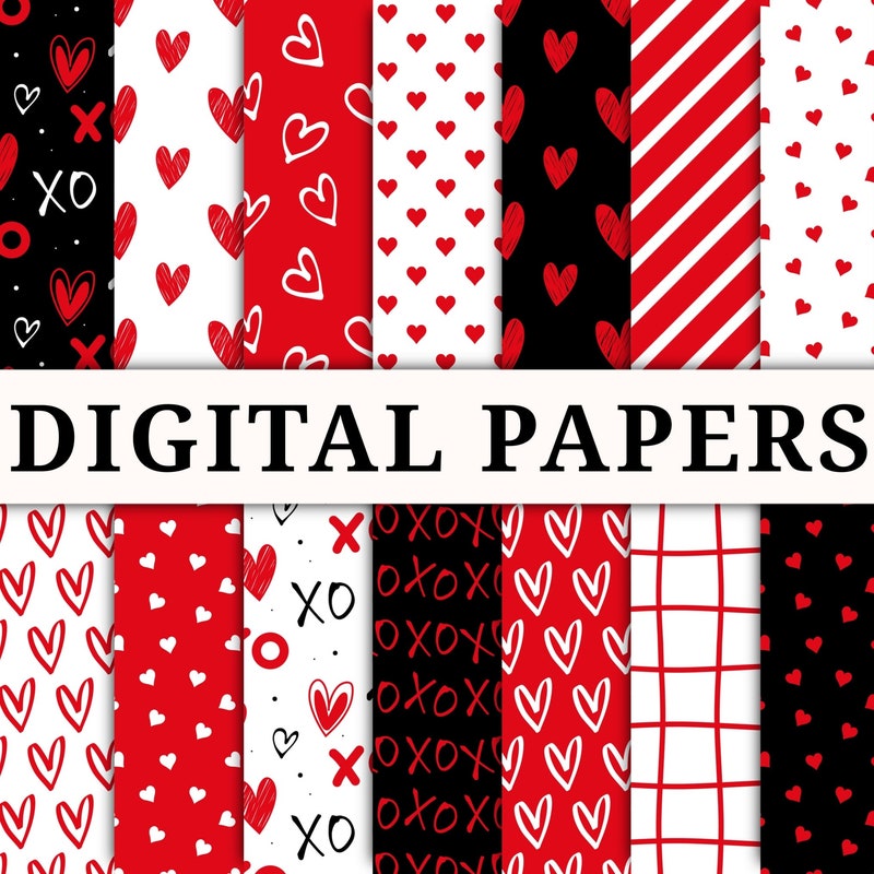 Valentine Digital Paper - Etsy