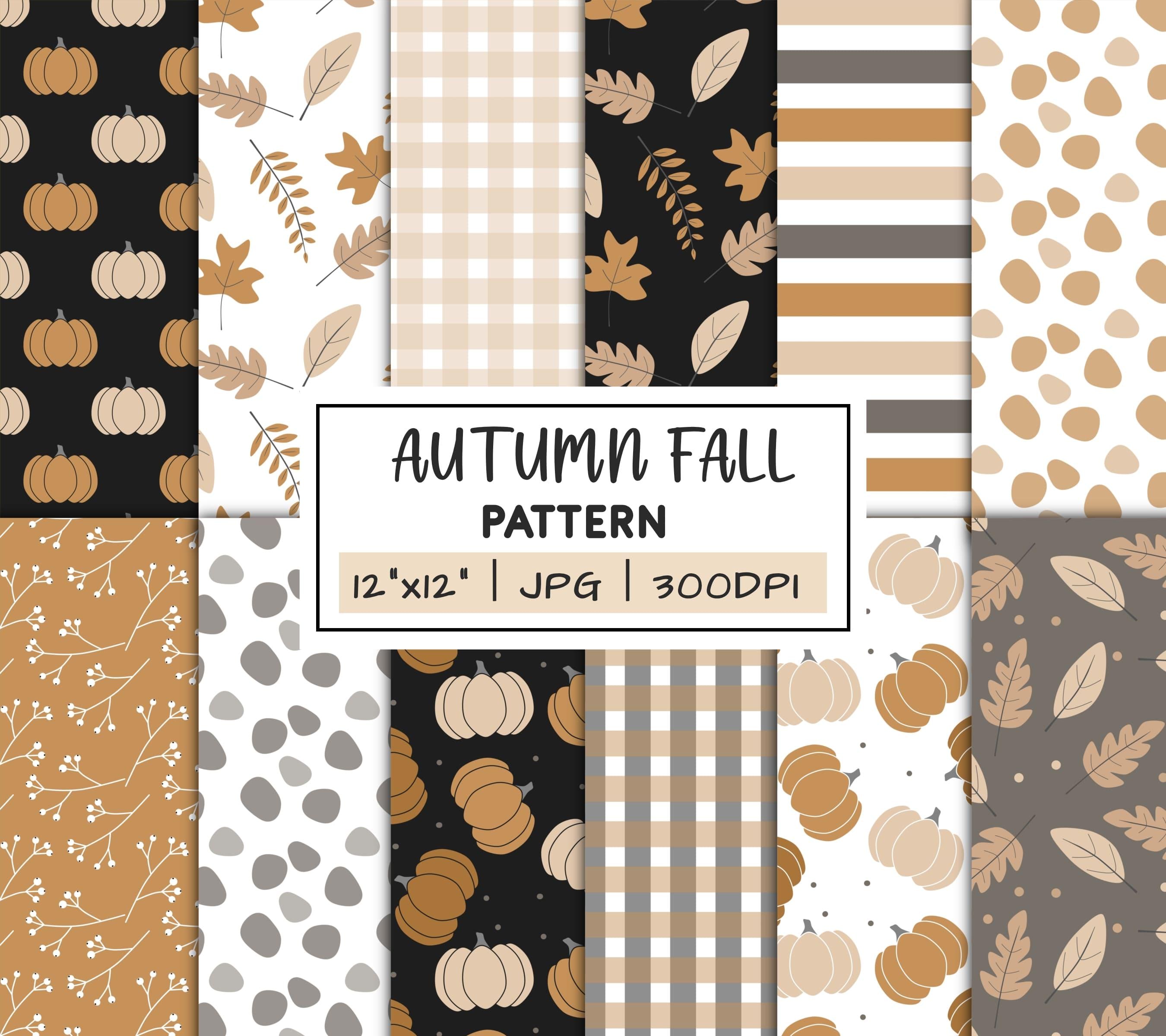 Autumn Fall Digital Paper Bundle, Seamless Repeat Printable Pattern ...