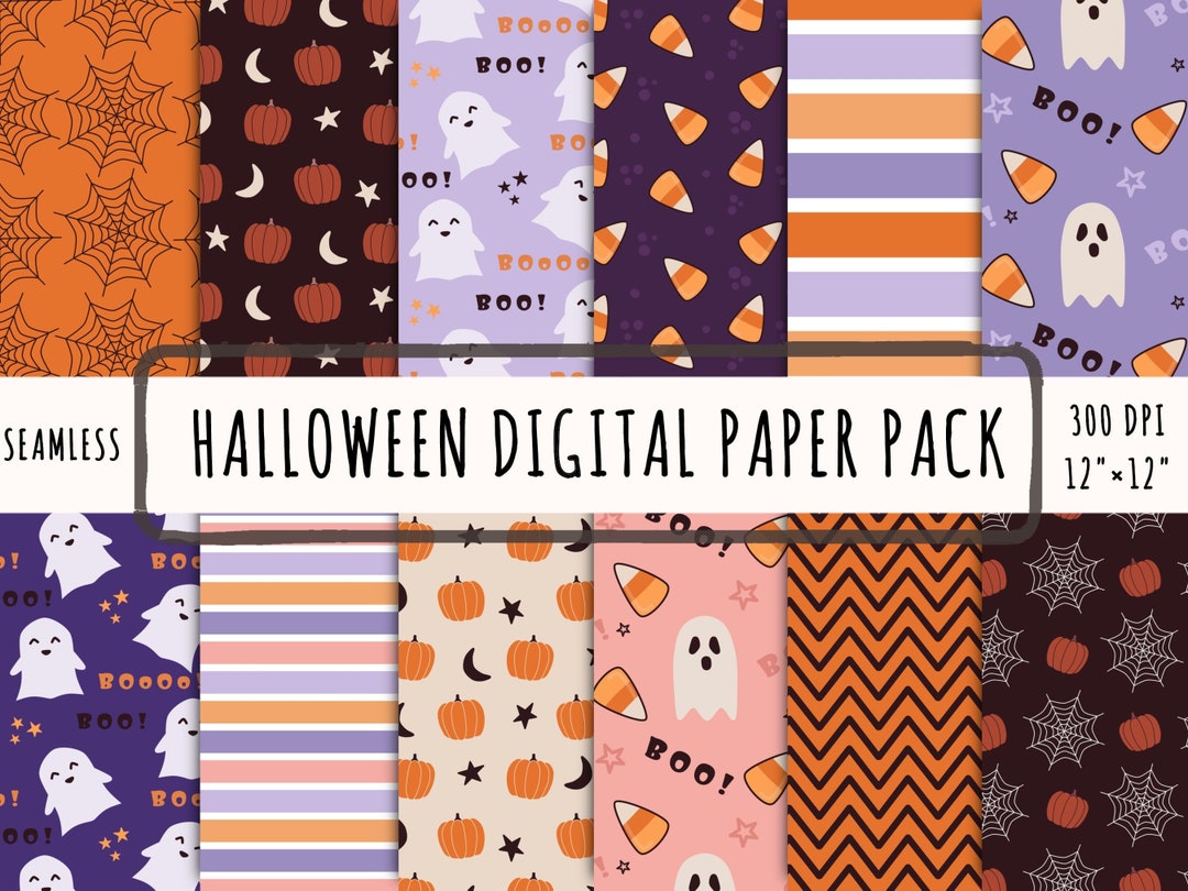 15 Halloween Digital Paper Pack, Seamless Repeat Pattern, Digital ...