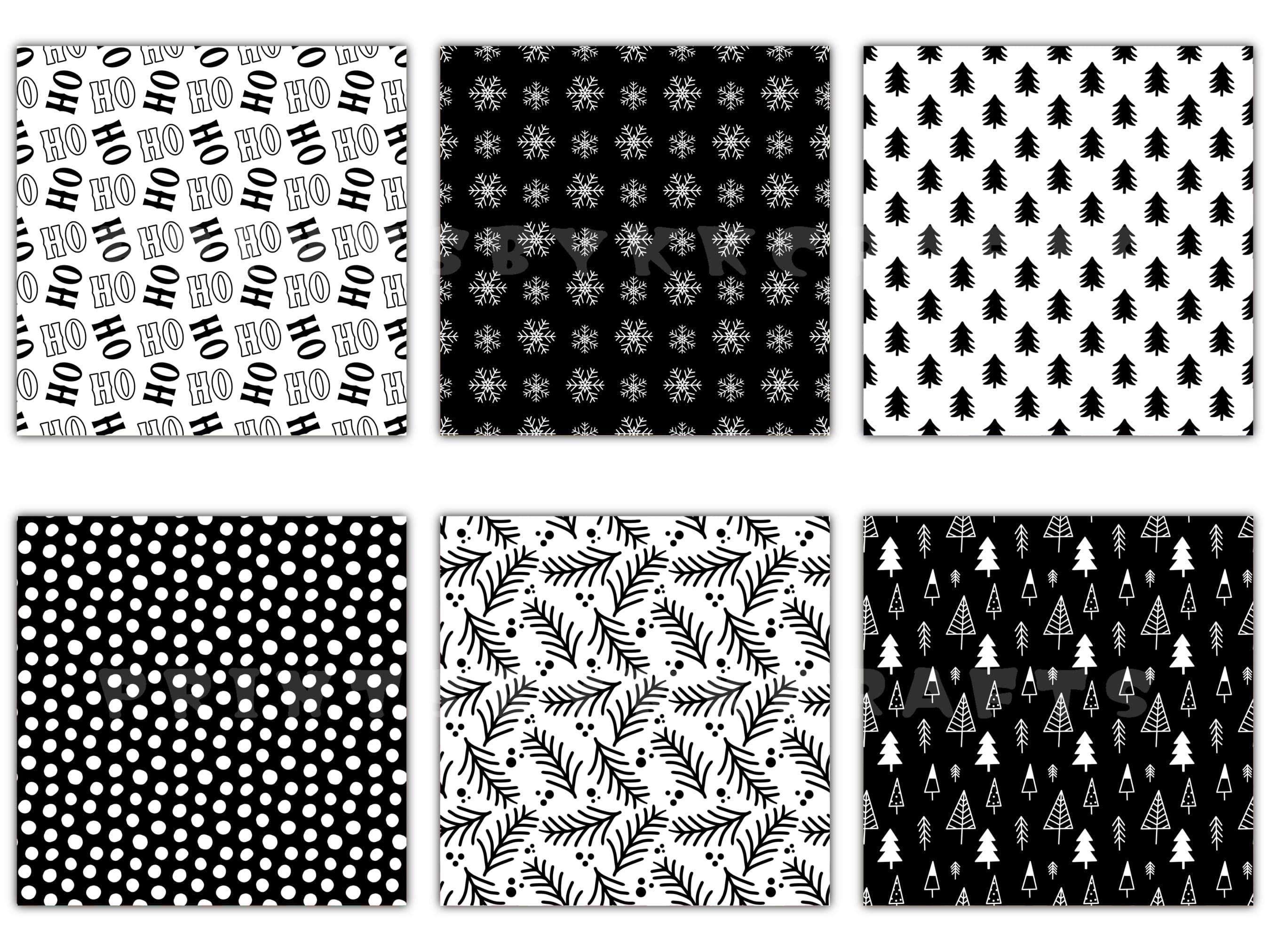 Black and White Christmas Digital Papers, Seamless Repeat Printable ...