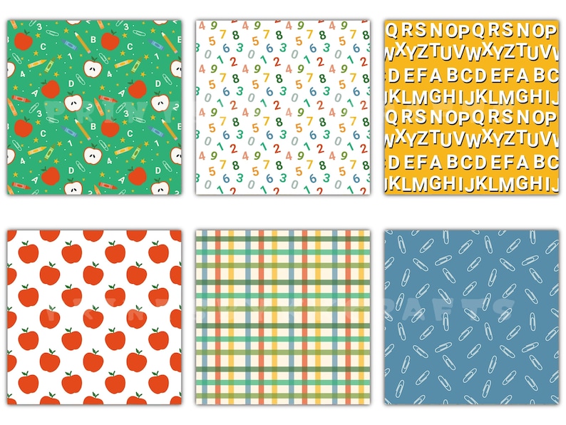 Back to School Digital Paper, Seamless Repeat Teacher Printables ...