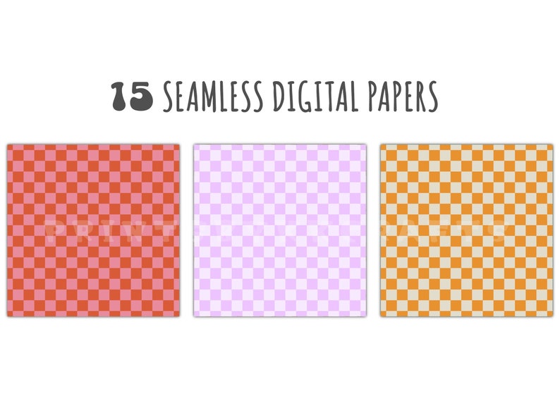 15 Retro Checkered Digital Paper, Seamless Checks Pattern, Instant ...