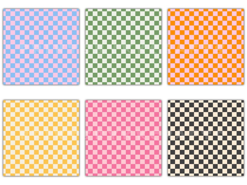 15 Retro Checkered Digital Paper, Seamless Checks Pattern, Instant ...