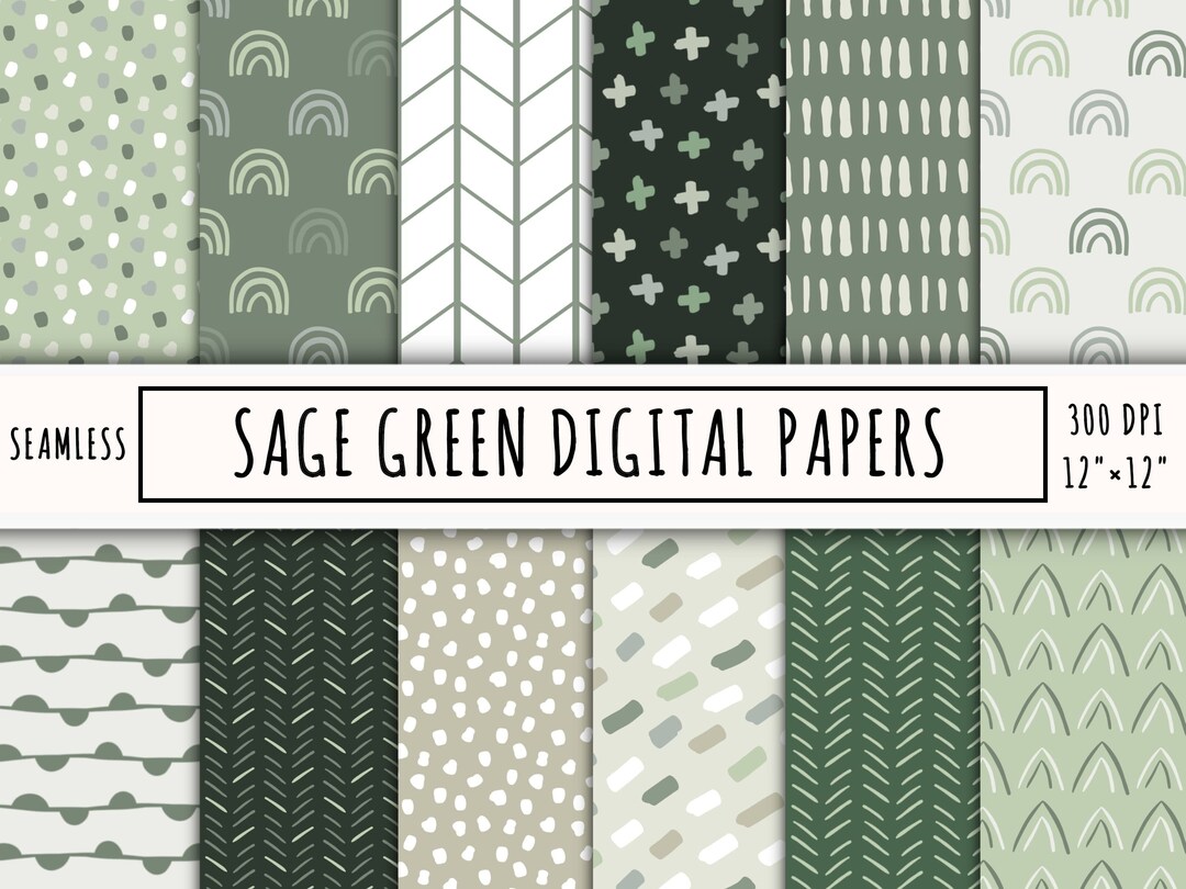 Sage Green Boho Seamless Digital Paper NEUTRAL ABSTRACT Pattern ...