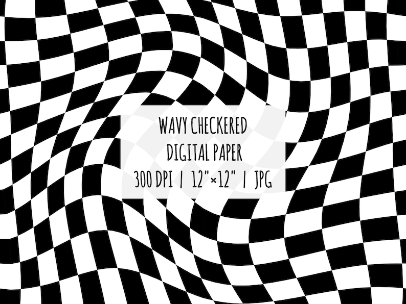 Black and White Wavy Checker Seamless Digital Paper, Checkered Pattern ...
