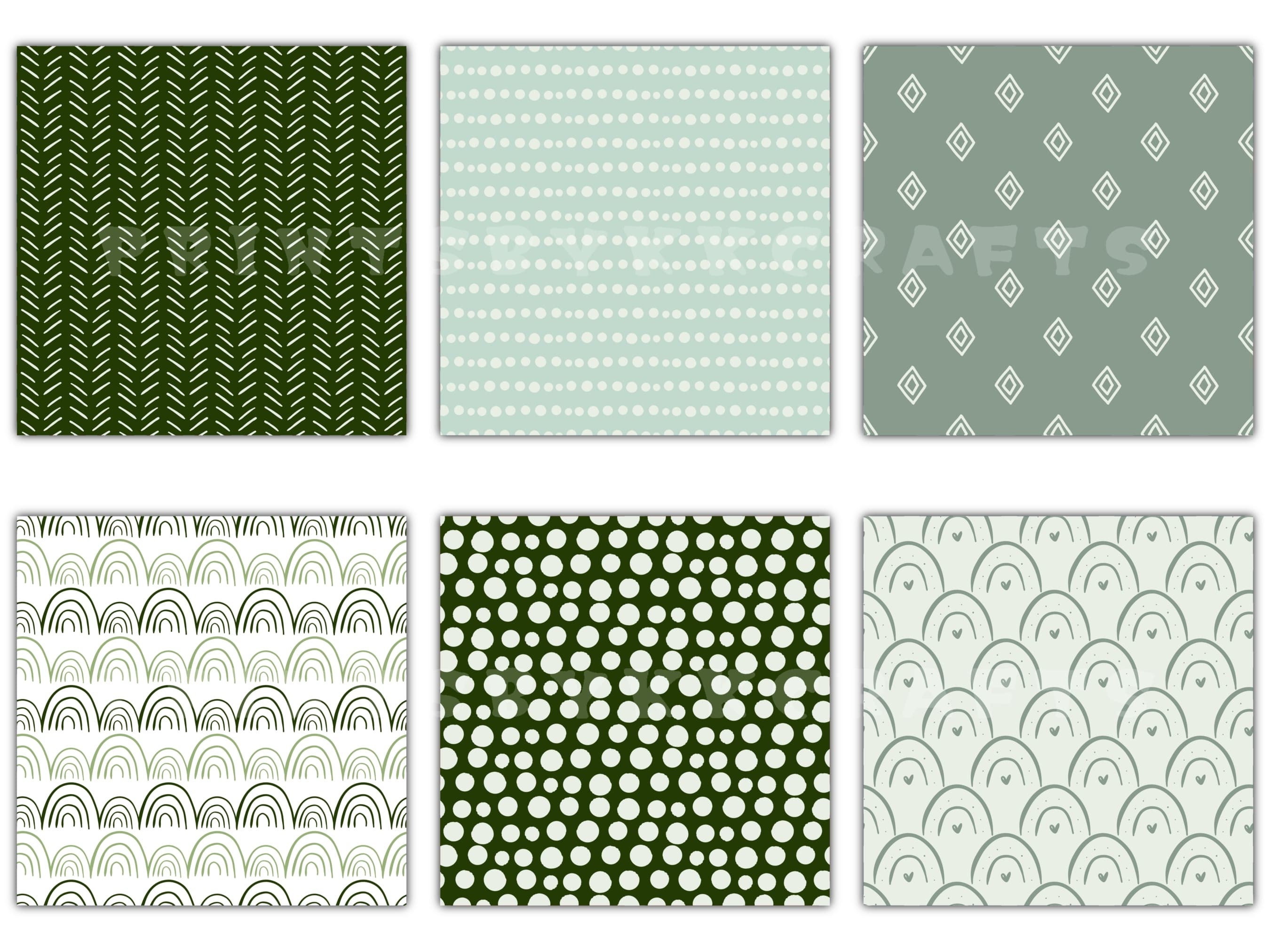 Sage Green Digital Papers, Seamless Repeat Printable Pattern, Instant ...