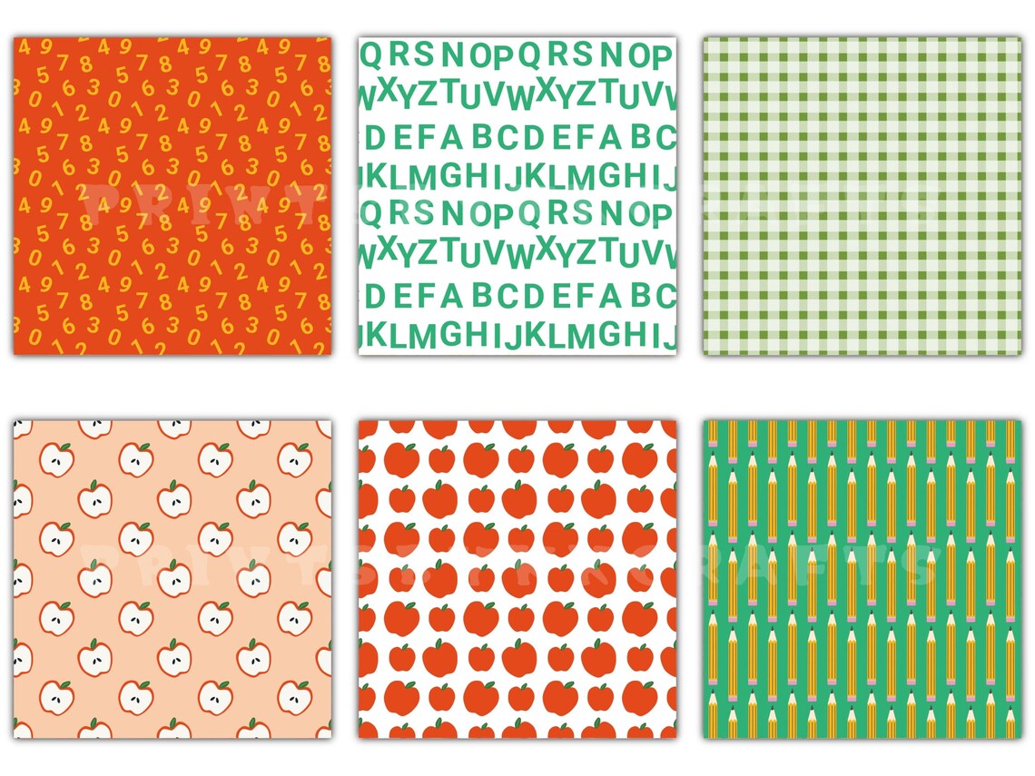 24 Back to School Digital Paper Pack, Seamless Repeat Printable Pattern ...