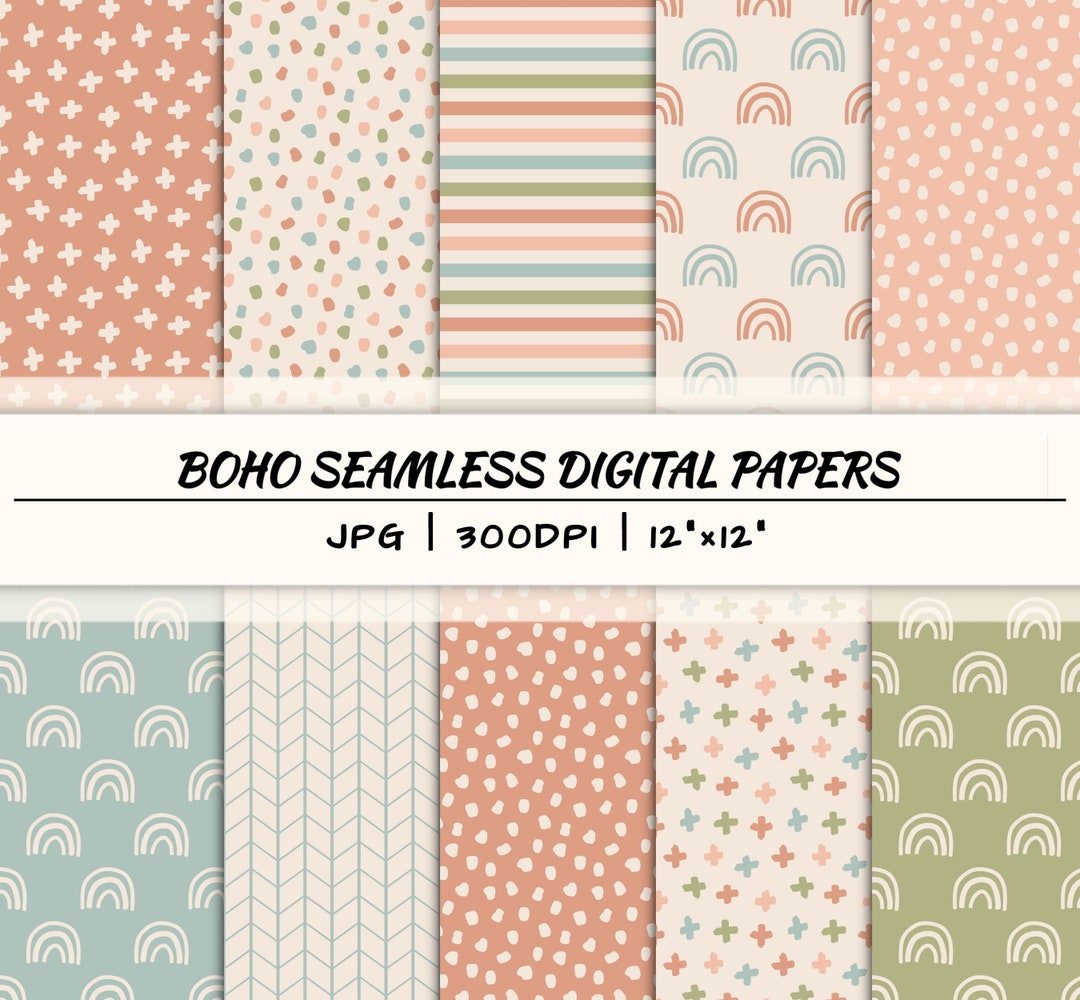 Boho Seamless Digital Paper, Printable Pattern, Instant Download File ...