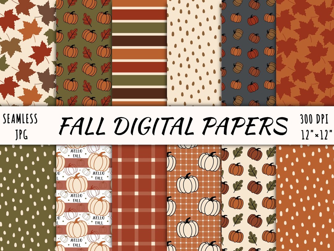 Boho Fall Digital Paper, Autumn Seamless File, Printable Repeat Pattern ...