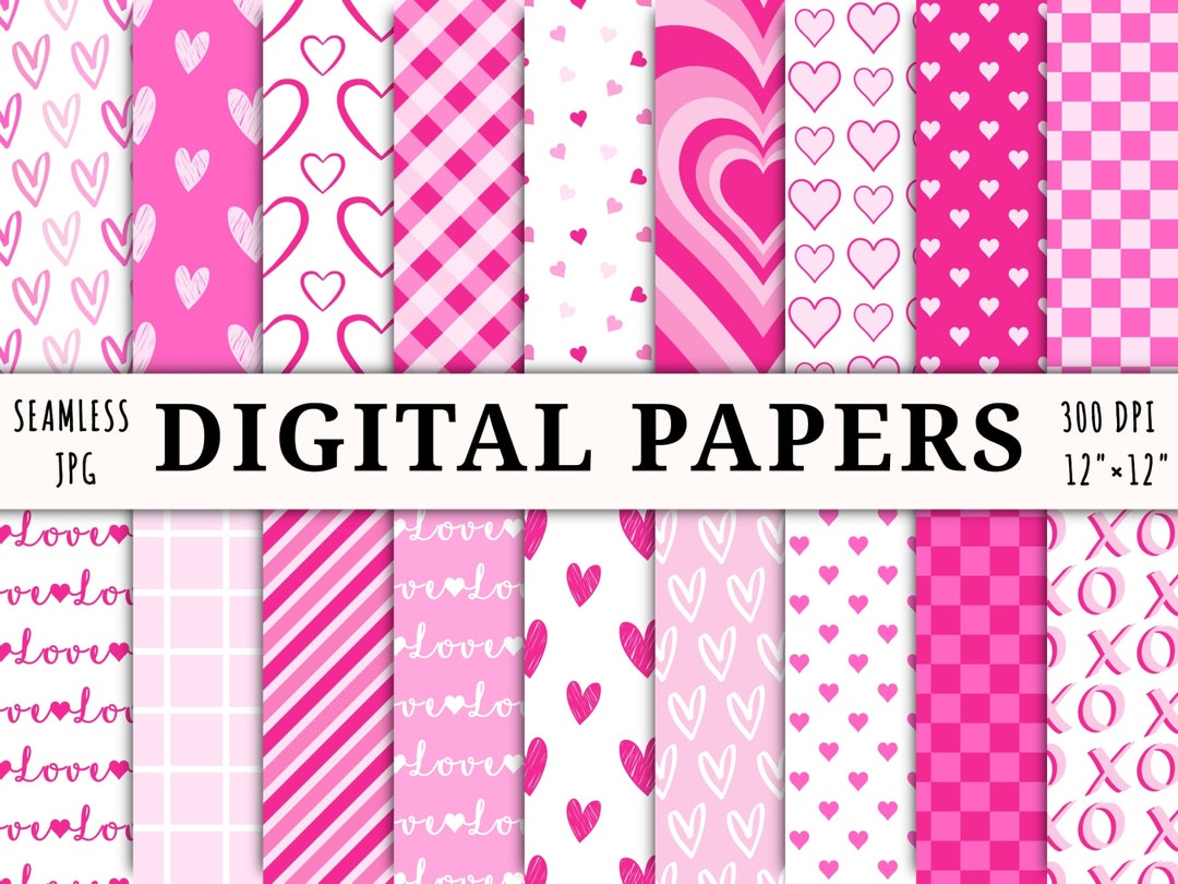 Valentines Digital Paper Pack, Seamless Repeat Printable Pattern ...