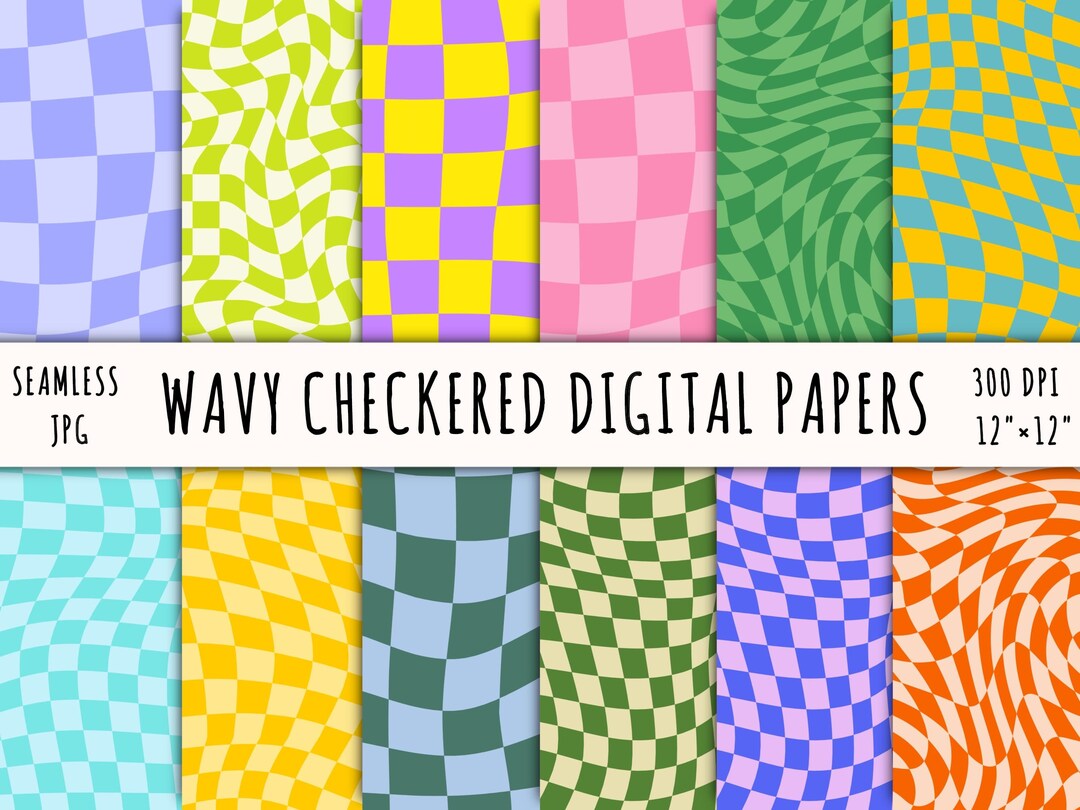 15 Wavy Checkered Seamless Digital Paper, Printable Checker, Instant ...