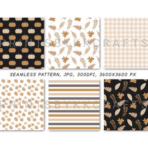 Autumn Fall Digital Paper Bundle, Seamless Repeat Printable Pattern ...