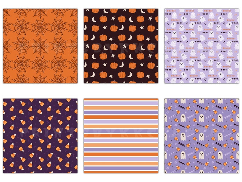 15 Halloween Digital Paper Pack, Seamless Repeat Pattern, Digital ...