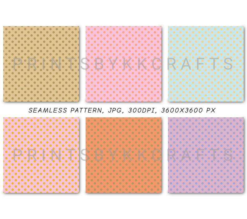 Polka Dots Digital Papers, Seamless Repeat Printable Patterns, Colorful ...