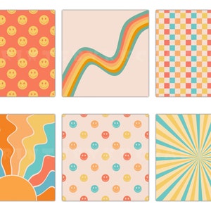 Retro Groovy Digital Papers, Jpg, 70s Background, Commercial Use ...