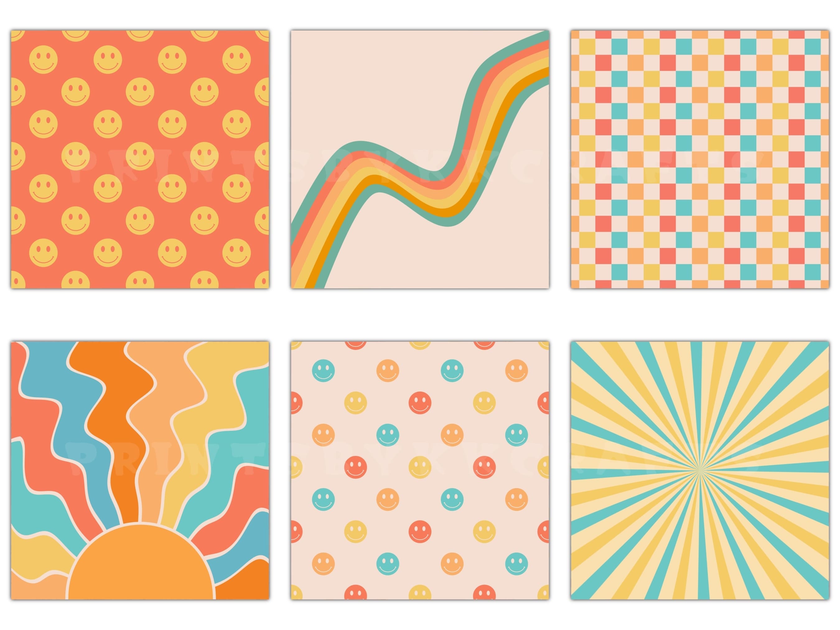 Retro Groovy Digital Papers, Jpg, 70s Background, Commercial Use ...