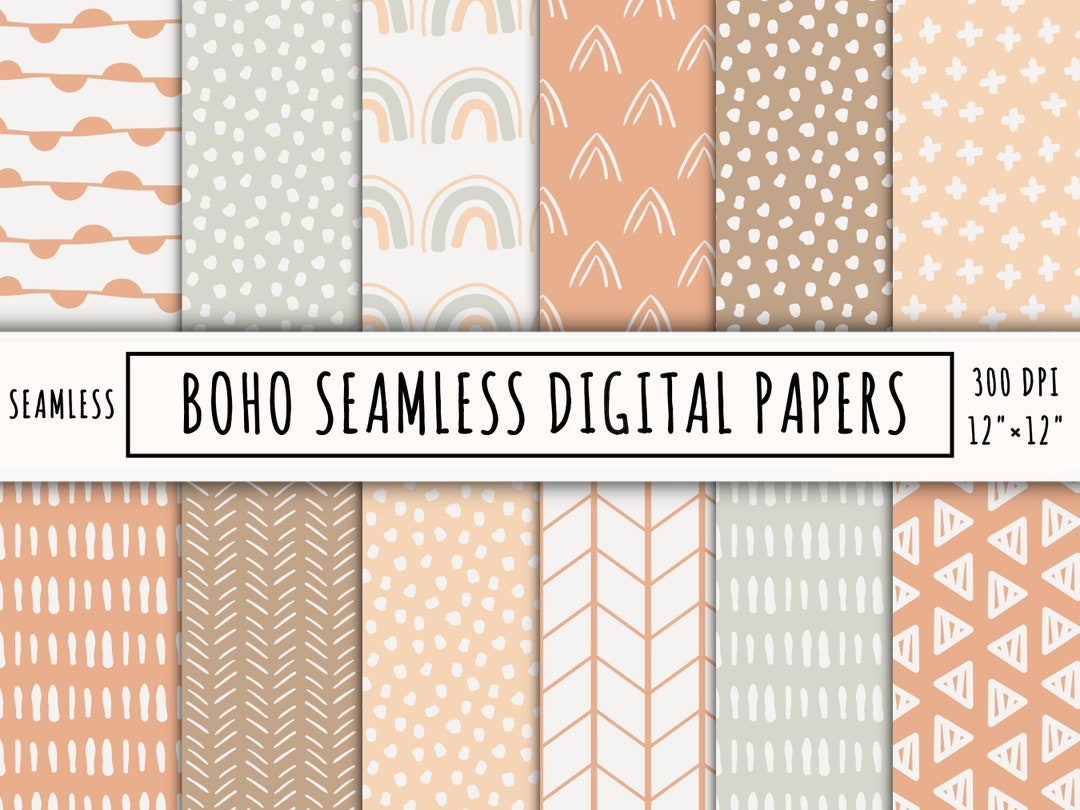 Seamless Boho Digital Paper, Boho Pattern, Boho Prints, Boho Scrapbook ...
