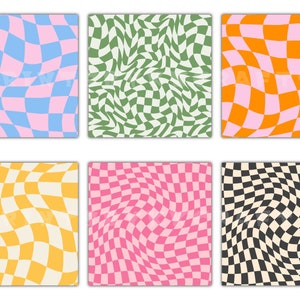 15 Wavy Checker Seamless Digital Paper, Checkered Pattern, Instant ...