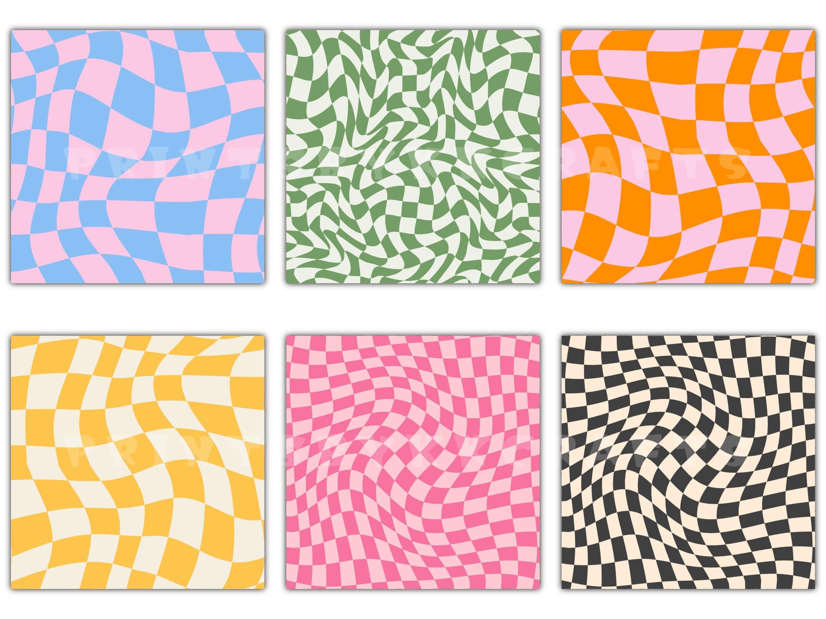 15 Wavy Checker Seamless Digital Paper, Checkered Pattern, Instant ...