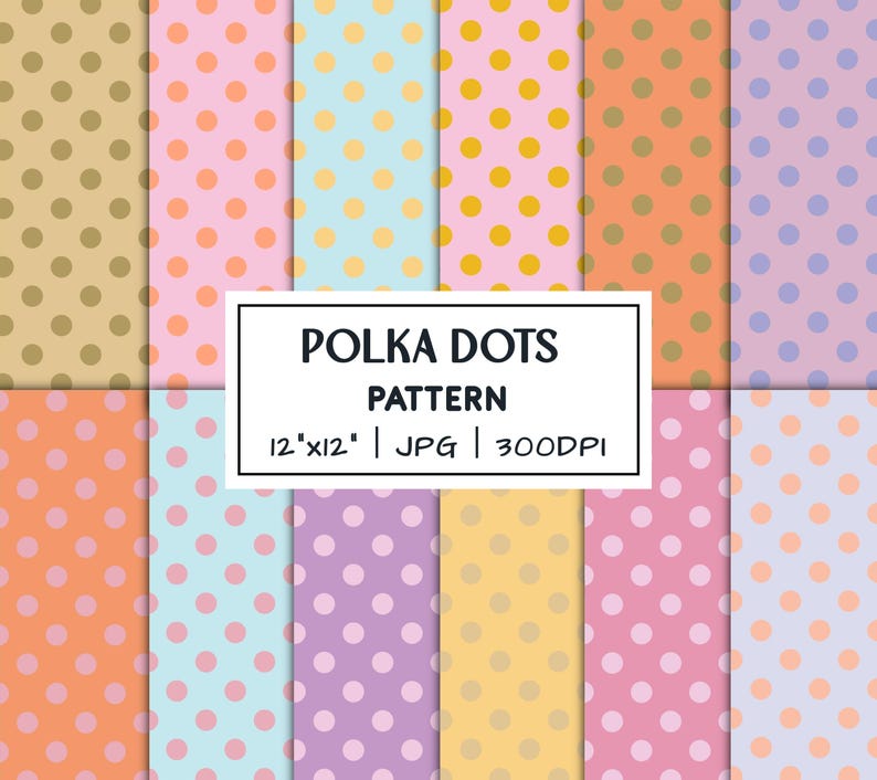 Polka Dots Digital Papers, Seamless Repeat Printable Patterns, Colorful ...