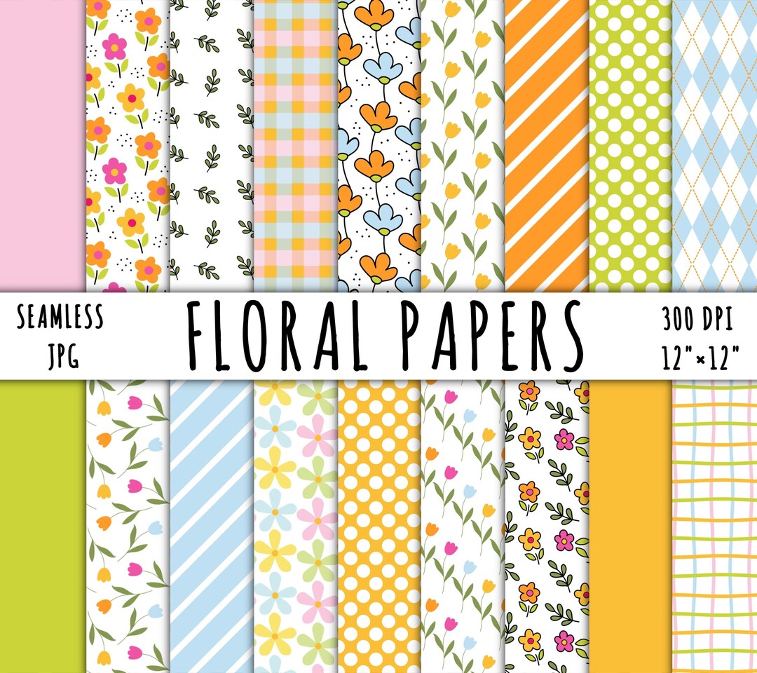 Floral Digital Papers, Seamless Repeat Printable Pattern, Instant ...