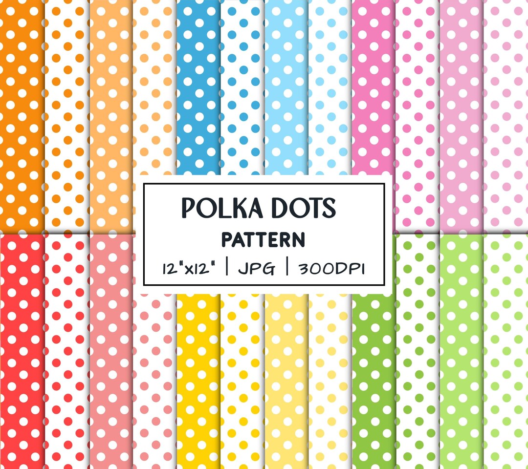 Polka Dot Digital Paper, Polka Dot Printable Paper, Colorful Polka Dots ...