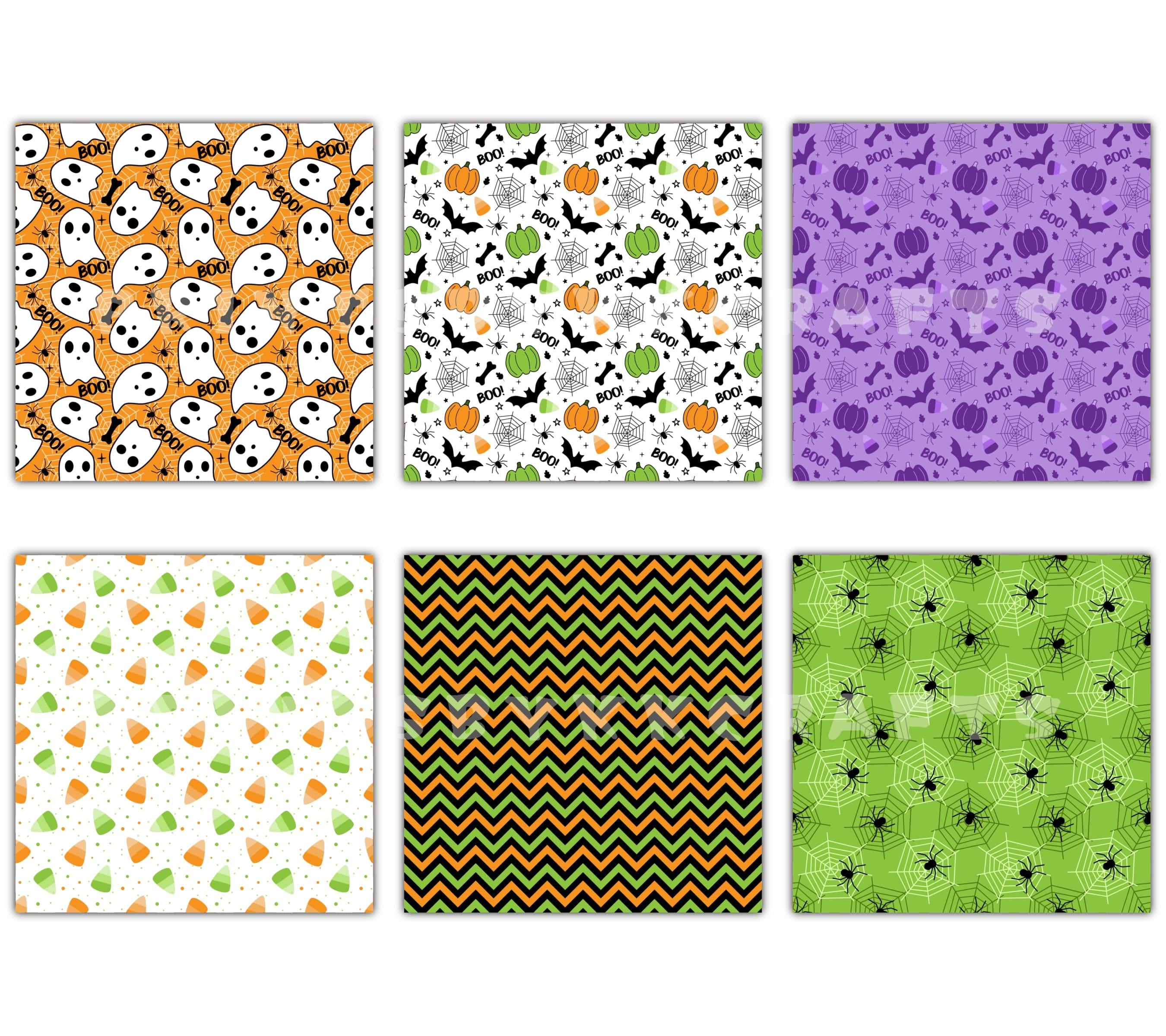24 Cute Halloween Digital Papers, Spooky Ghost Pumpkin Seamless Pattern ...