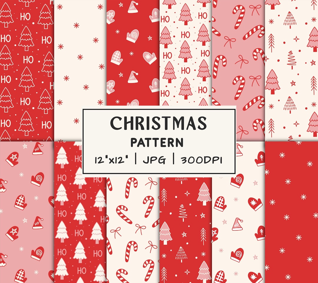 Red and Cream Christmas Digital Paper, Seamless Repeat Printable ...