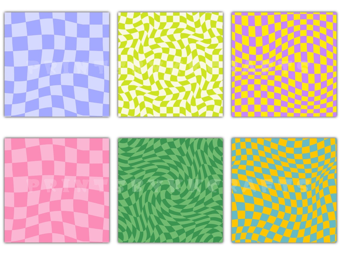 15 Wavy Checkered Seamless Digital Paper, Printable Checker, Instant ...