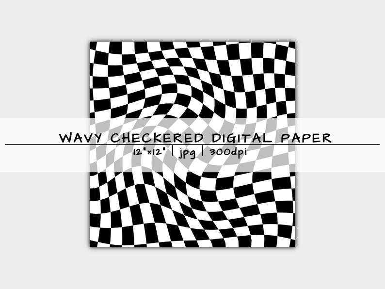 Black and White Wavy Checker Seamless Digital Paper Checkered - Etsy