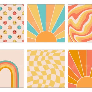 Retro Groovy Digital Papers, Jpg, 70s Background, Commercial Use ...