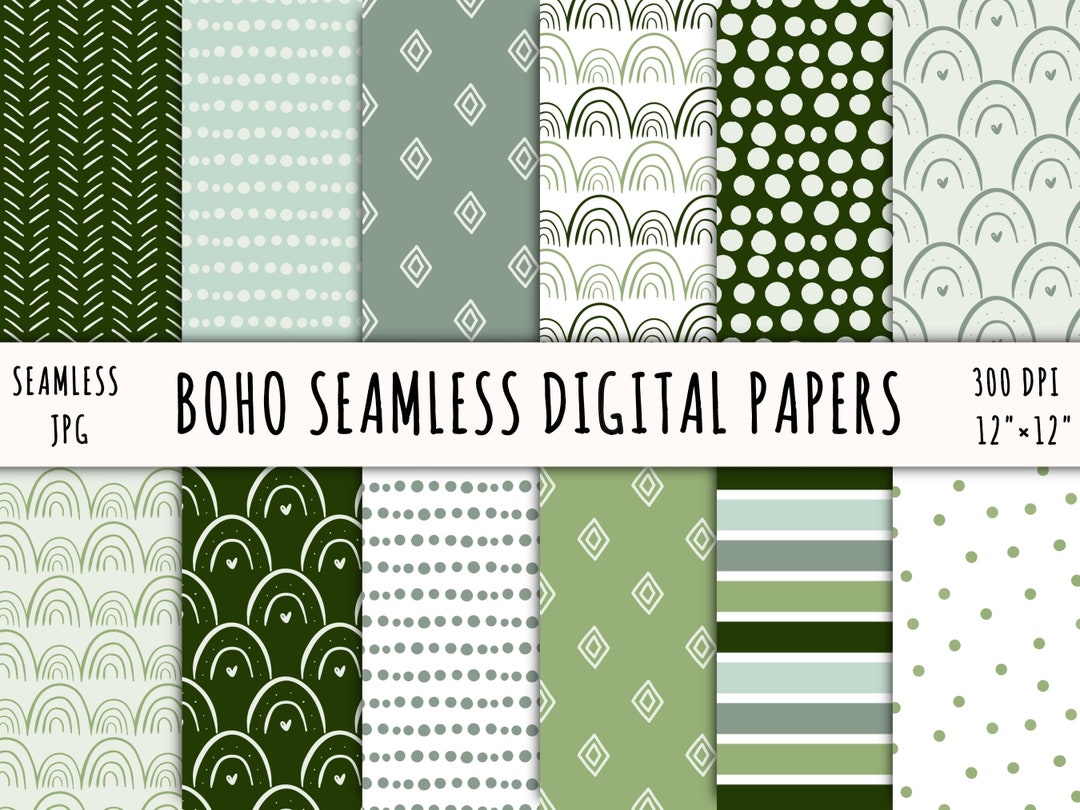 Sage Green Digital Papers, Seamless Repeat Printable Pattern, Instant ...